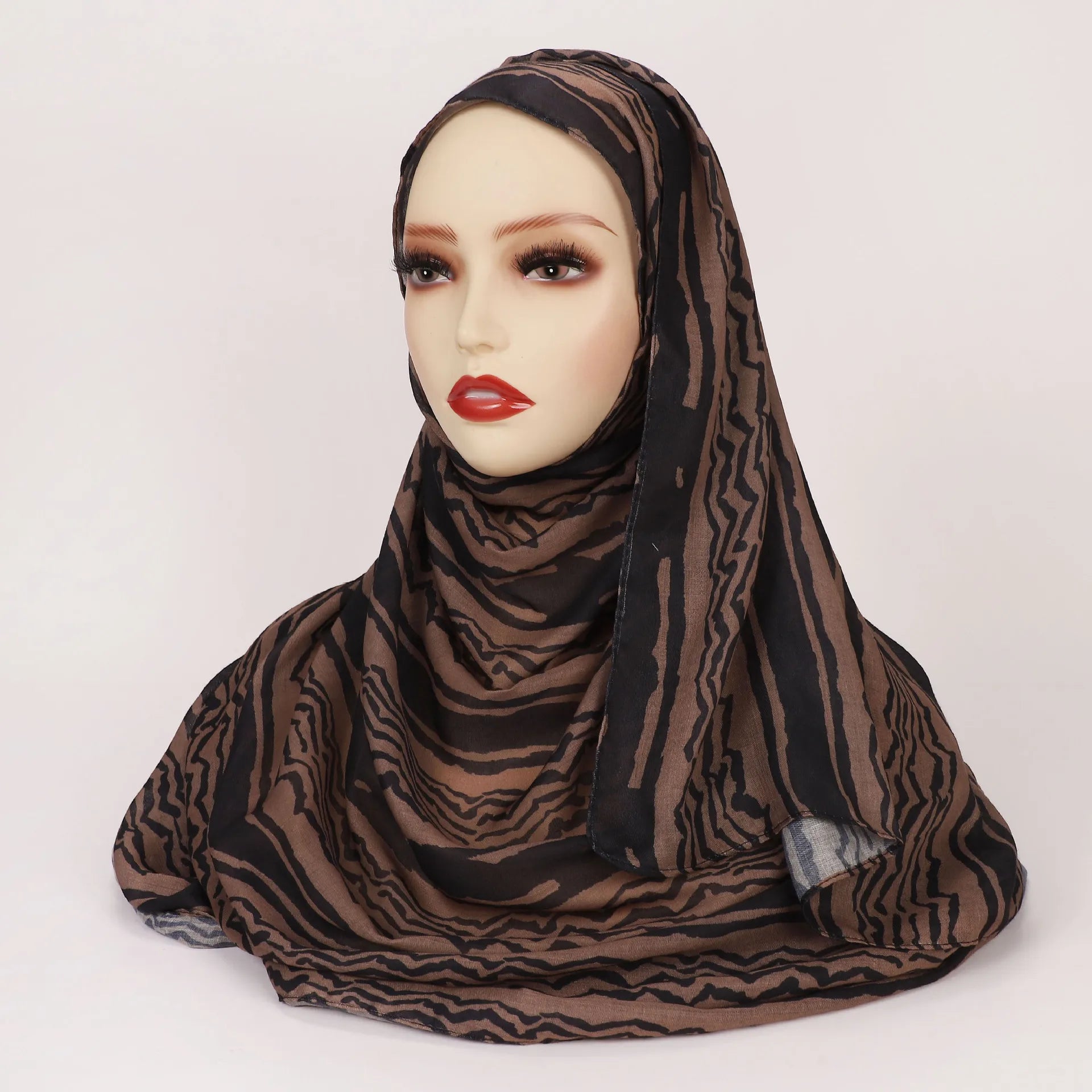 1Pcs Ramadan Hijab Leopard Print Women Bohemian Watercolor Soft Muslim ...